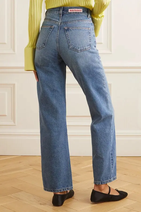 Molly Goddard Lily High-Rise Wide-Leg Jeans In Mid Denim - 75% Off